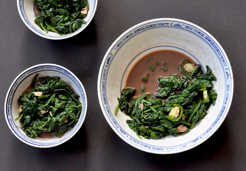 Stir-Fried Spinach with Fermented Red Tofu - The Insufficient Kitchen